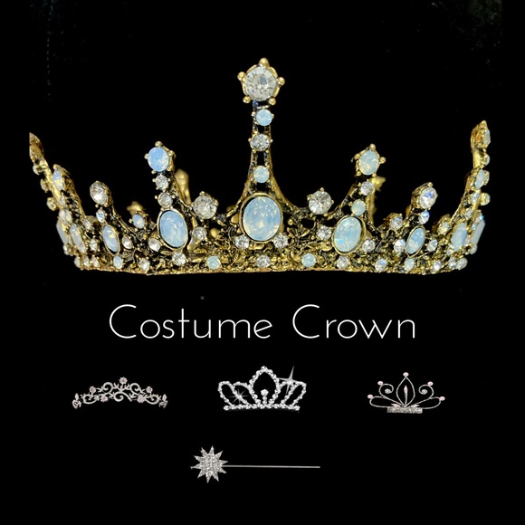 Accessories | Crown Costume Headwear Antique Gold Faux Jewels | Poshmark